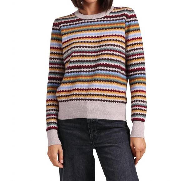 Minnie Rose | Sweaters | New Minnie Rose Cashmere Textured Stripe Crew ...
